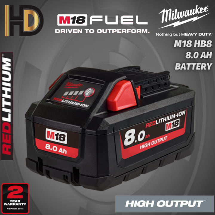 Milwaukee M18 3.0AH High Output Battery RED LITHIUM ION ( M18HB8 ) | Lazada