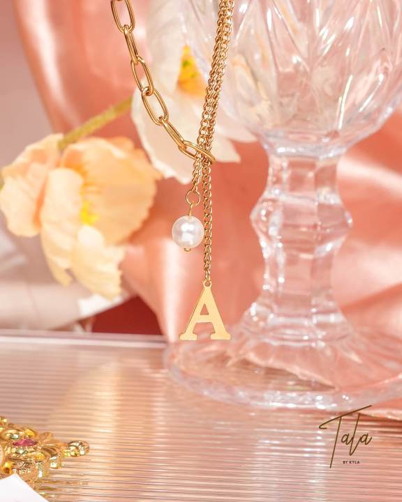 Tala by Kyla Pearl Initial Drop Necklace - Gold Plus Premium Gift Box ...