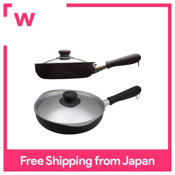 SORI YANAGI Non Stick Cast Iron Frying Pan with Lid 18cm 22cm 25cm Gas ...