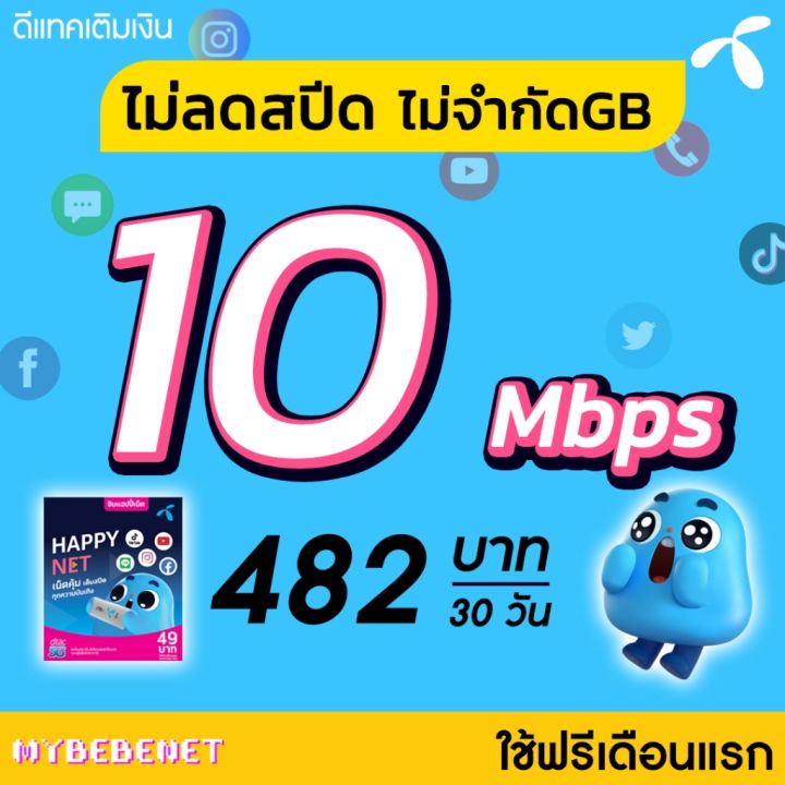 (ใช้ฟรีเดือนแรก) ซิมเทพ DTAC เน็ตไม่อั้น 10 Mbps ไม่ลดสปีด + เพิ่มโทรฟรีทุกเครือข่าย 24 ชม.ได้ ...