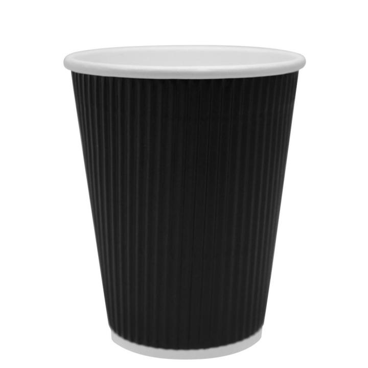 500Pcs Disposable Hot Paper Cups With Lids, Double Wall & Ripple ...
