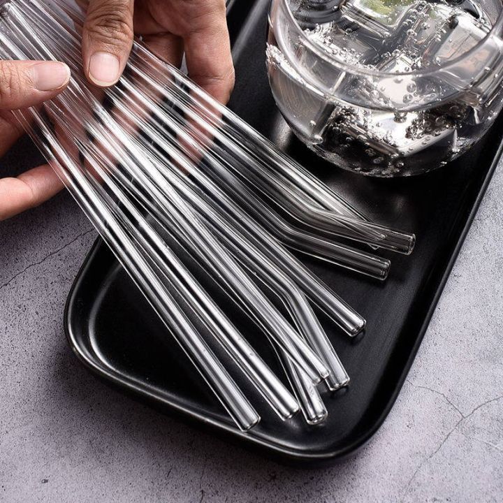 10 reusable glass straws transparent glass mixer for coffee/fruit juice ...