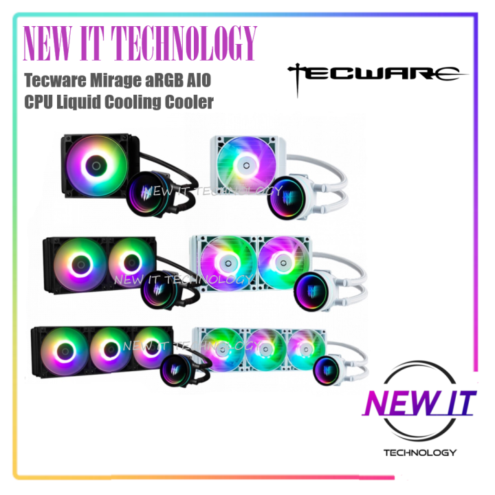 Tecware MIRAGE ARGB AIO Liquid CPU Desktop PC Cooler Black & White ...