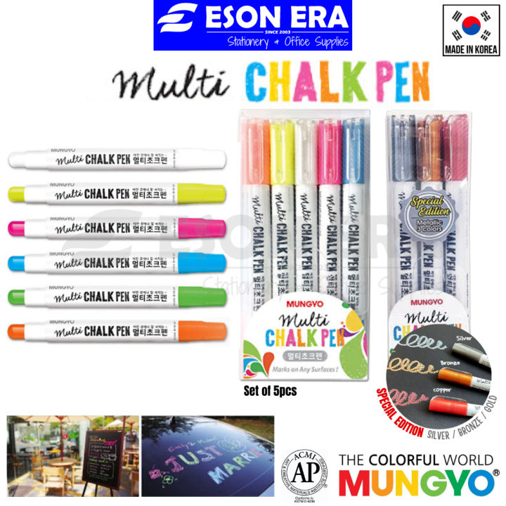 Mungyo Chalk Pen Multi Surface Colour Chalk Pen Made in Korea 6 Colors ...
