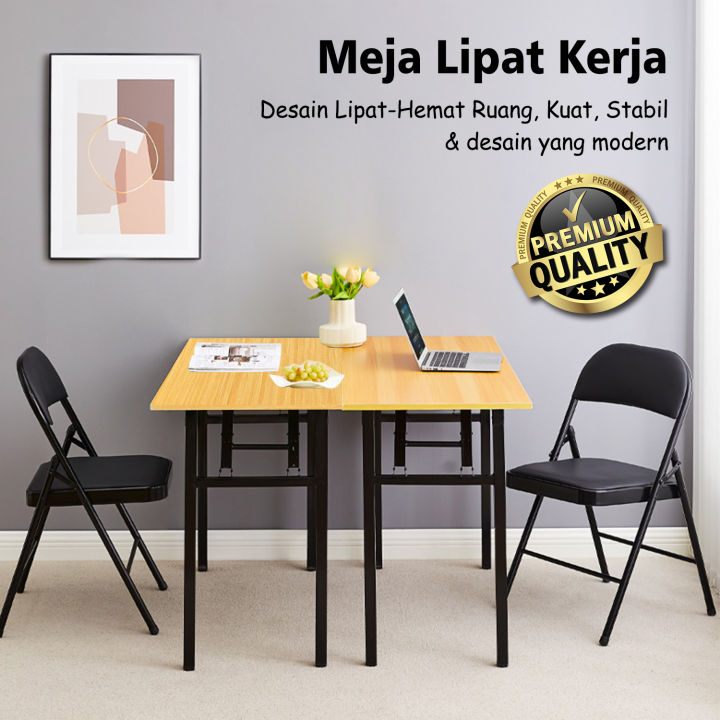 Meja Lipat Portable Meja Kayu Persegi Panjang Meja Kantor Minimalis ...
