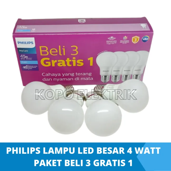Lampu Led Philips 4w Paket Besar Beli 3 Gratis 1 | Lazada Indonesia