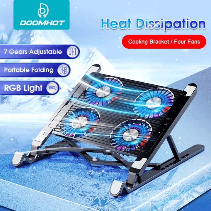 DoomHot Universal Portable Laptop Stand Mute Led Cooling Fan Adjustable ...