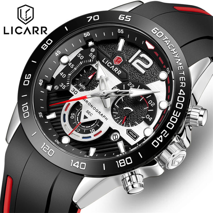 LICARR Men Watch Top Brand Luxury Sports Quartz Mens Watches Rubber ...
