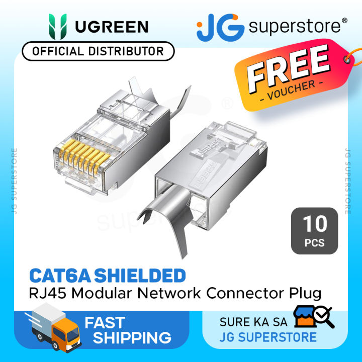 UGREEN 10pcs Cat6A 8P8C 10Gbps Gigabit Shielded RJ45 Head Modular ...