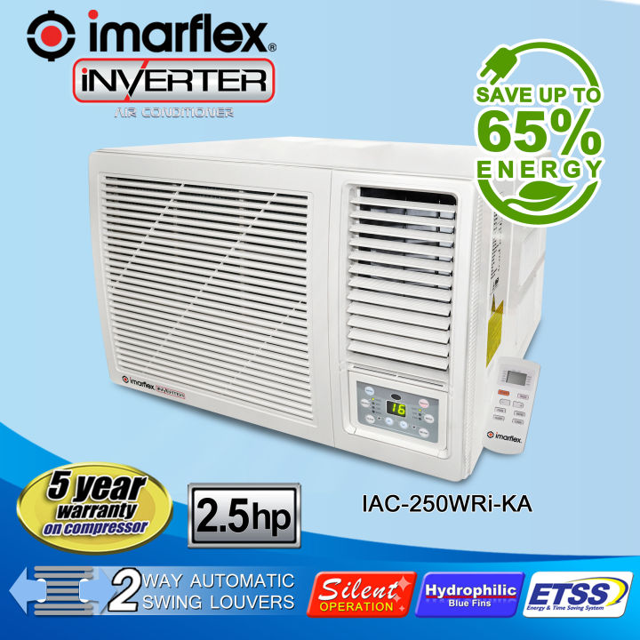 Imarflex Air Conditioner Inverter Window Type 2.5Hp with Remote Control IAC-250WRi-KA | Lazada PH