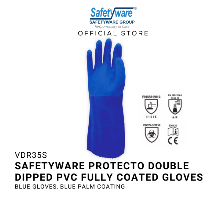 SAFETYWARE PROTECTO™ VDR35 DOUBLE DIPPED PVC GAUNTLET GLOVES (35CM ...