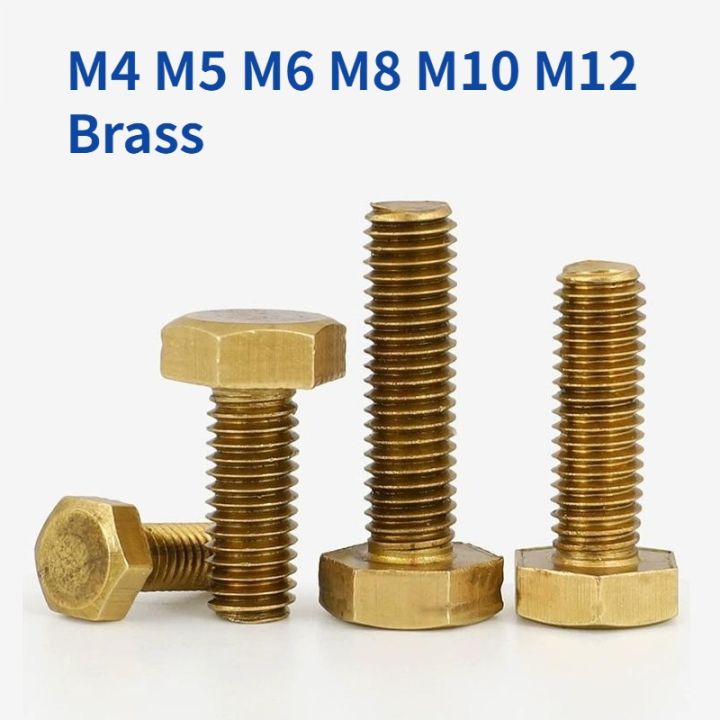 M4 M5 M6 M8 M10 M12 Brass Full Thread External Hex Hexagon Screw Copper ...