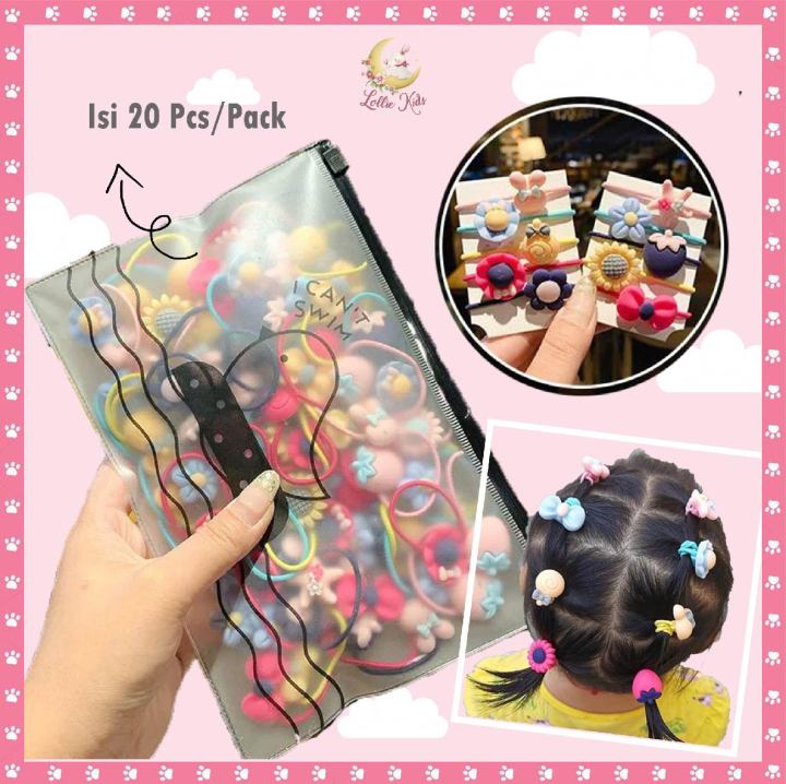20 PCS / SET KARET DOMPET IKAT RAMBUT ANAK LUCU PREMIUM / TALI RAMBUT ...