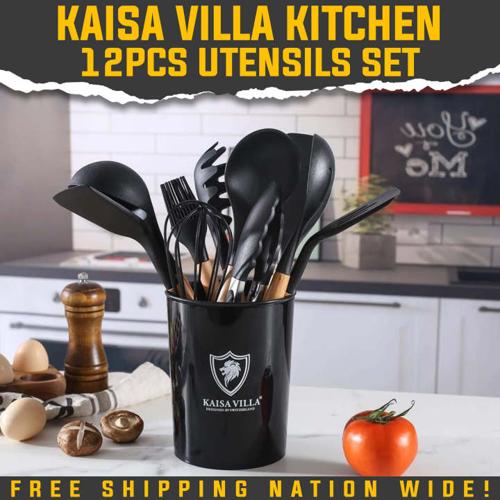 Kaisa Villa silicone kitchen utensils set 12pcs and 24 pcs cutlery set ...