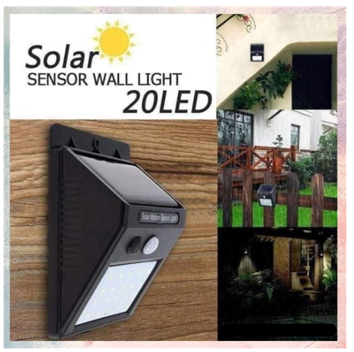 Sensor Wall Light 20 LED Outdoor Waterproof Rechargeable Solar Power ...