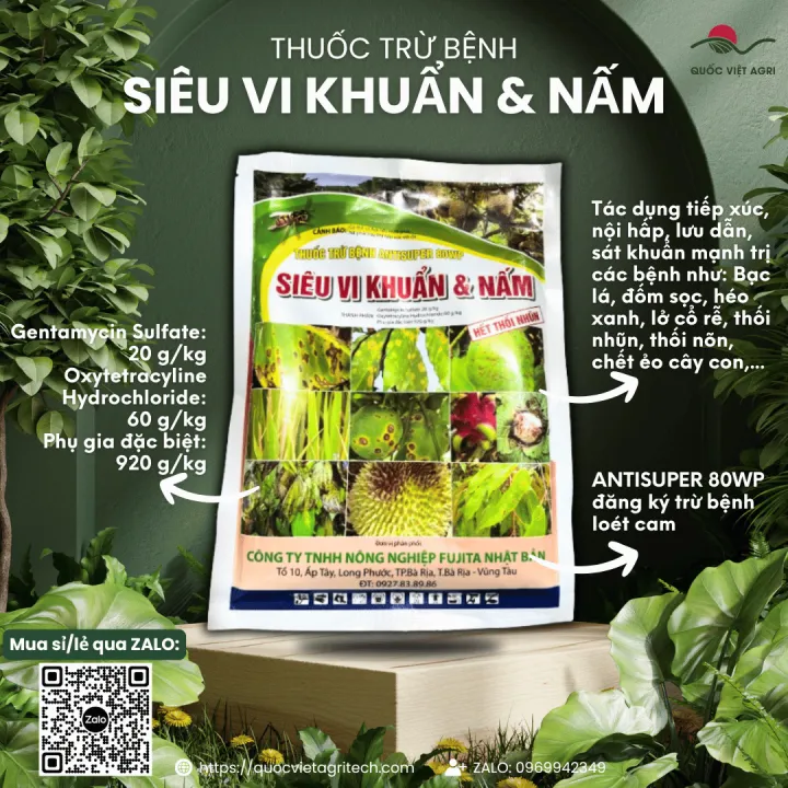 Thuốc trừ bệnh ANTISUPER 80WP Siêu Vi Khuẩn Nấm (gói 250g) - Gentamycin ...