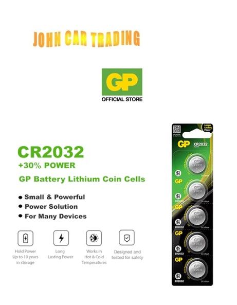 GP Lithium Coin Cells Battery CR2032 [ Card of 5s ] (5004LC AWI L14 EA2032C BR2332 RFA-35 SB-T15 ...