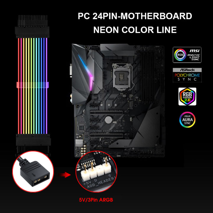 PSU Extension Cable Addressable RGB ATX 24Pin PCIe GPU Dual Triple 8 ...