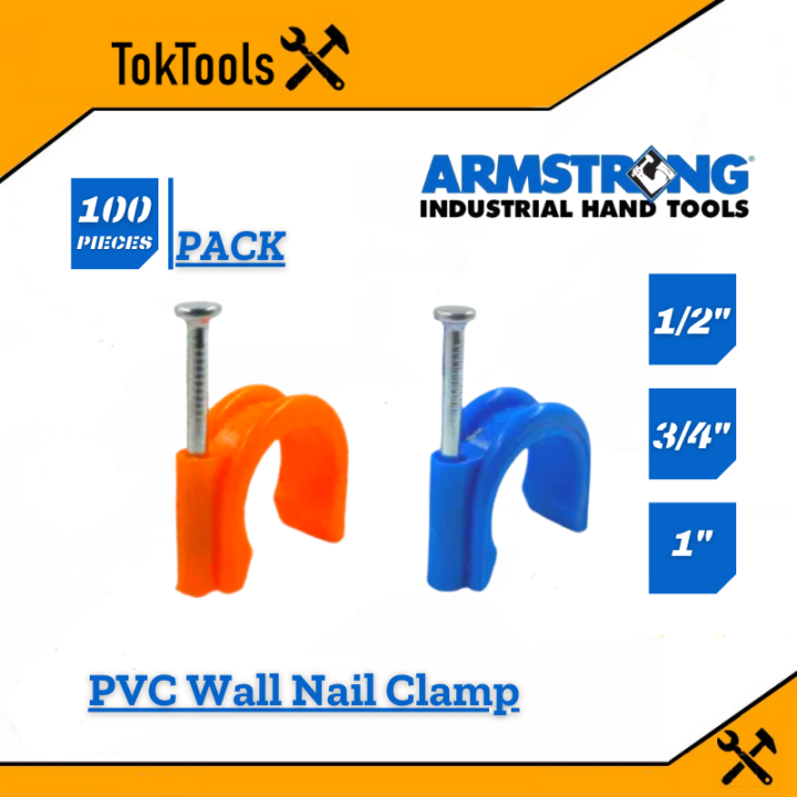 PVC Cable Hose Clamp Nail Wall Electrical Wire Pipe Round C Clip Blue ...