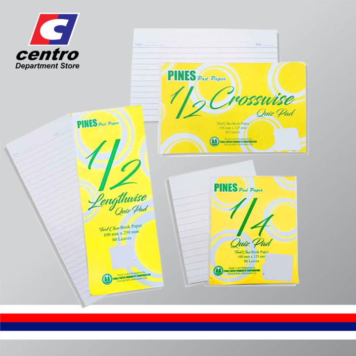 Centro Pines Writing Pad Paper 80Leaves (1/2 Lengthwise,1/2 Crosswise ...