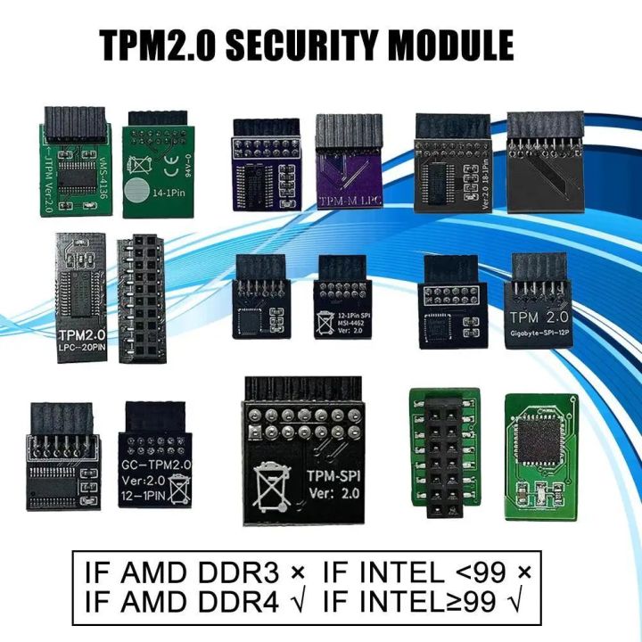 TPM 2.0 Security Module 12 14 18 20 Pin For ASUS MSI GIGABYTE ASRock ...
