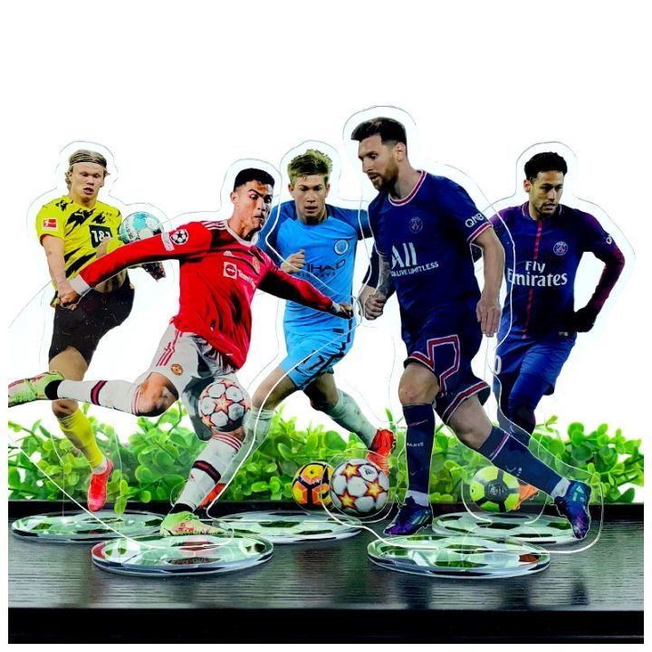 Mô hình tượng cầu thủ Standee Acrylic Messi Ronaldo 15cm dùng trang trí ...