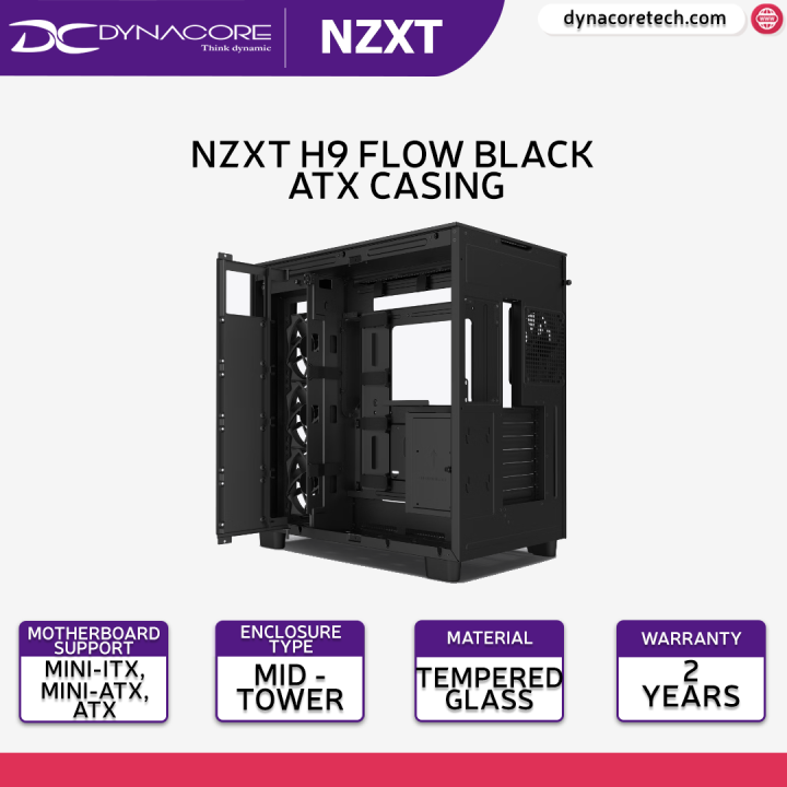 NZXT H9 Flow Black Dual-Chamber Mid-Tower Airflow Case CM-H91FB-01 | Lazada Singapore