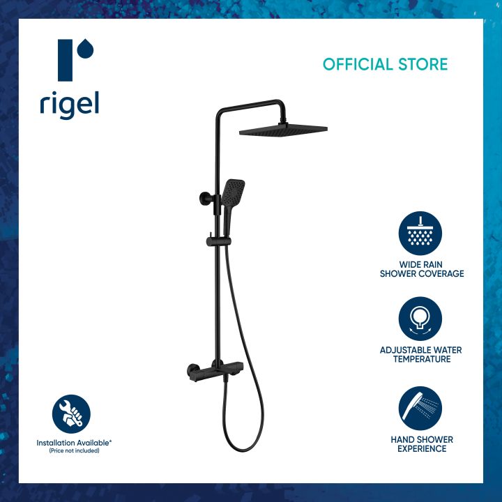 RIGEL Thermostatic Matte Black Rain Shower Set TSME14459T (BM) | Lazada ...