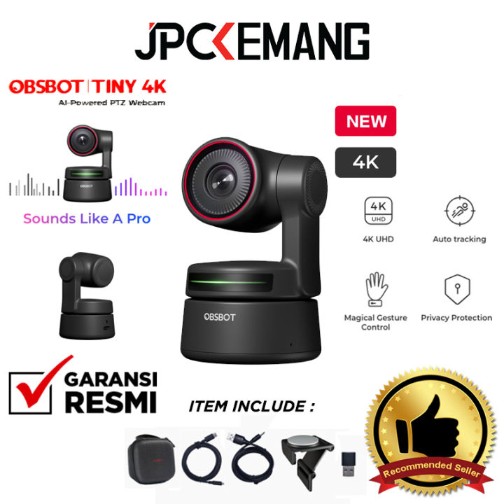 Webcam OBSBOT Tiny 4K Edition AI Powered PTZ 4K Webcam Portable JPC ...