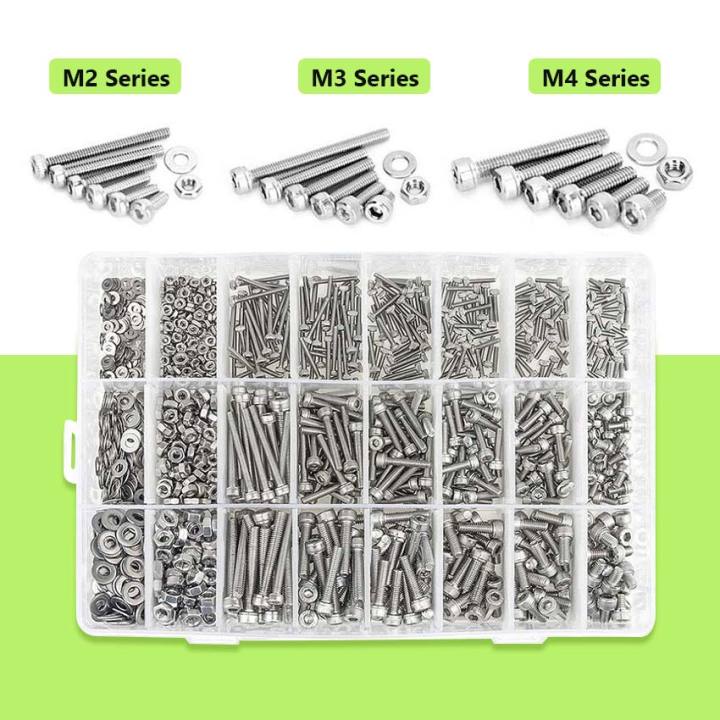 1080Pcs Flat Head Hex Socket Head Cap Bolts Screws Nuts With Washers ...