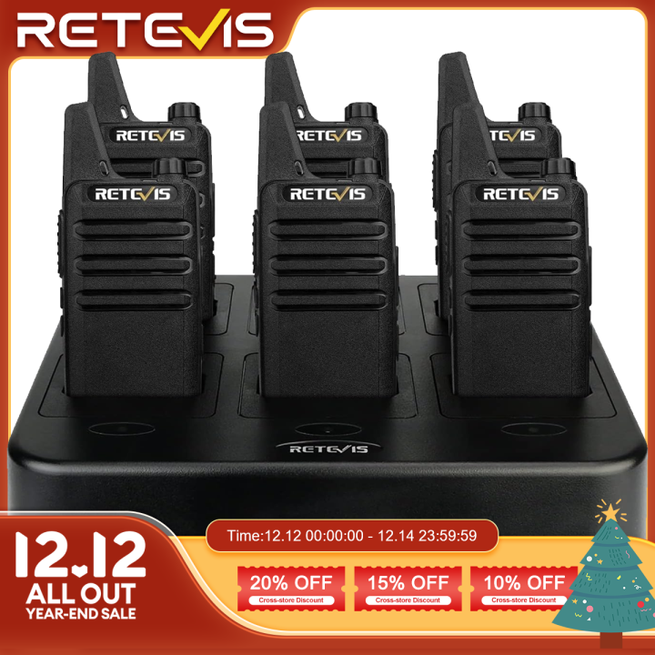 Retevis RT622 Rechargeable 2 Way Radio with 6 Way Charger, PMR446 ...