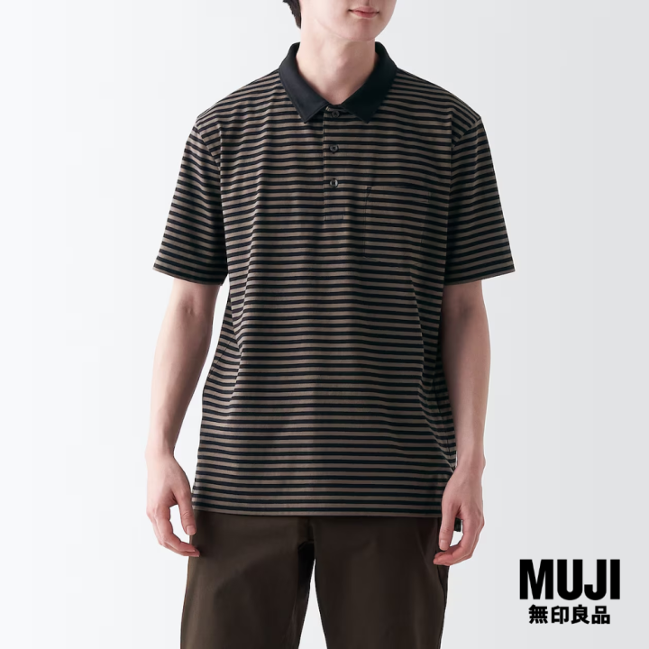 มูจิ เสื้อโปโลแขนสั้นผ้าเจอร์ซีฟอก ผู้ชาย - MUJI Heavy Weight Jersey Polo Short Sleeve T-Shirt ...