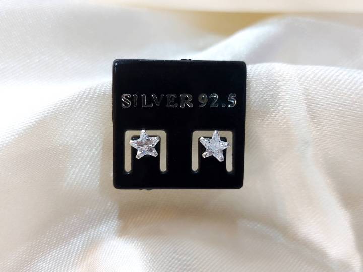 ต่างหูดาว5มิล Silver92.5% | Lazada.co.th