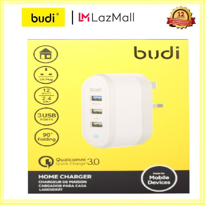 BUDI FAST CHARGER HOME CHARGER 3 USB PORTS | Lazada