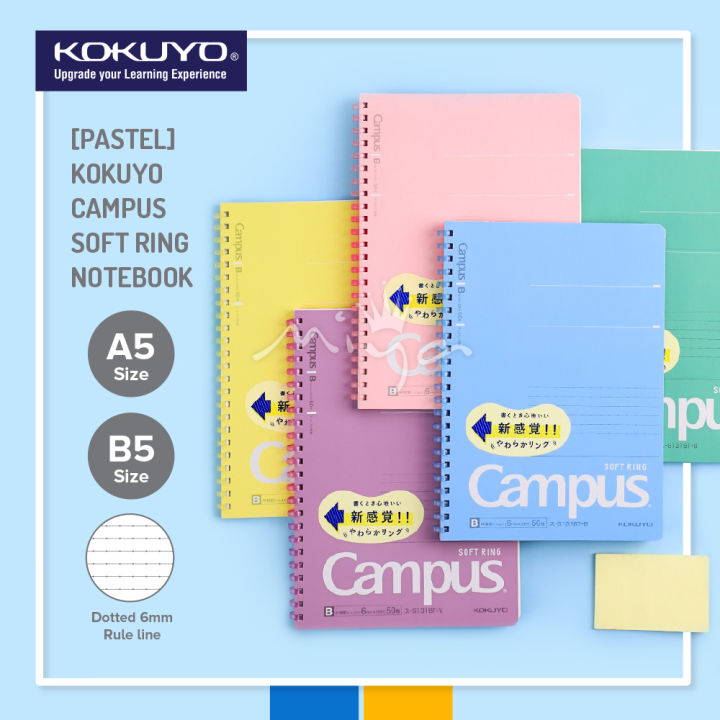 [PASTEL] Kokuyo Campus Soft Ring Notebook - A5 / B5 - Dotted 6 mm Rule line | Lazada