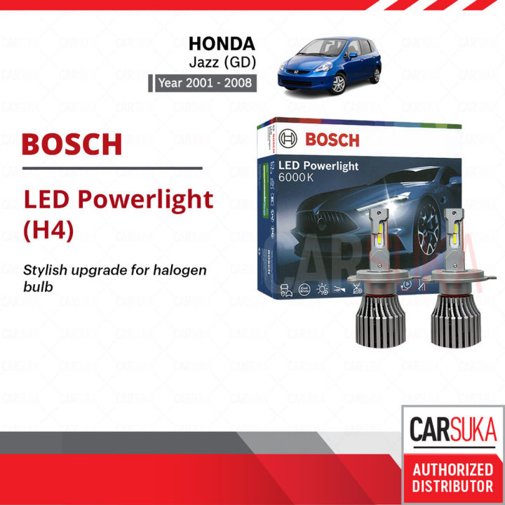 Bosch LED Powerlight Retrofit 6000K Honda Jazz GD (2001 - 2008) H4 Car ...