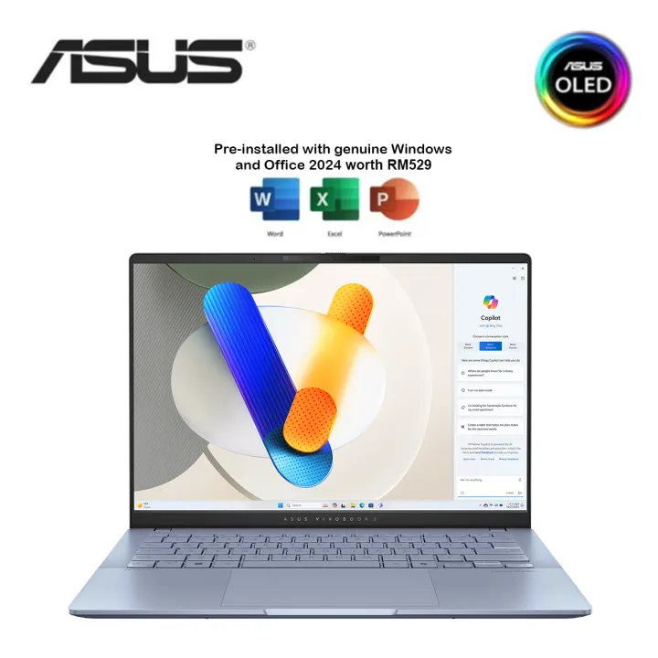Asus VivoBook S 14 OLED S5406S-AQD138WS 14'' WUXGA Laptop Mist Blue ...