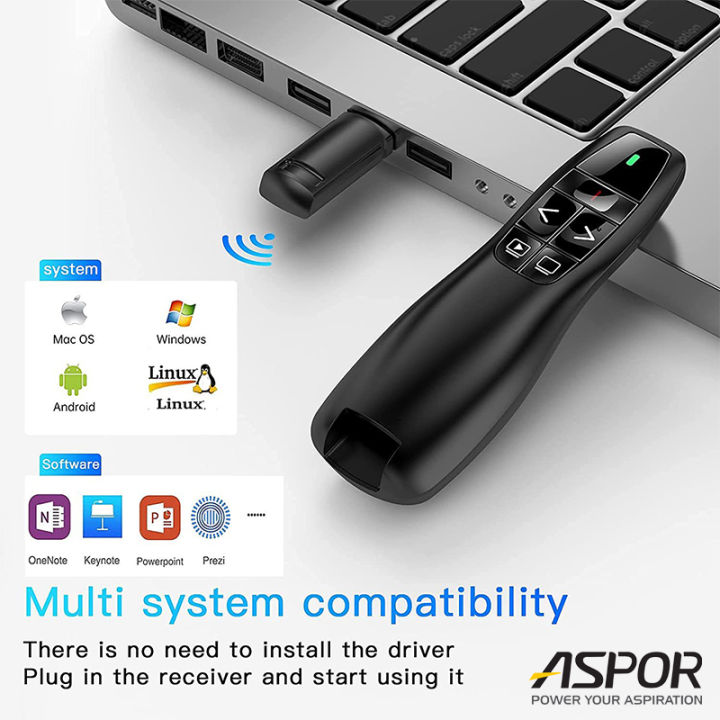 ASPOR Wireless Presenter Remote Presentation USB Control PowerPoint PPT ...