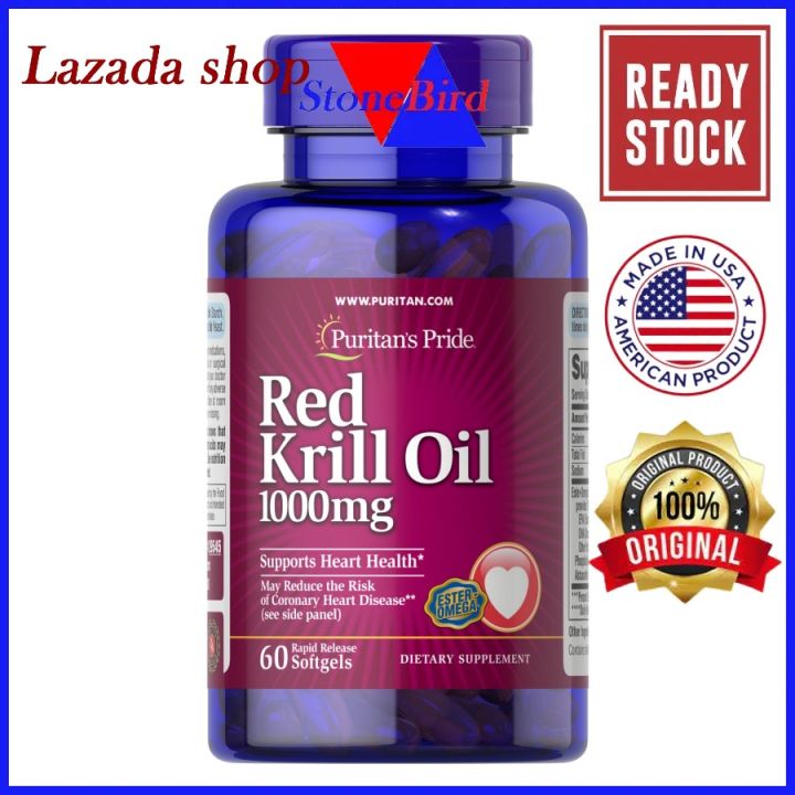 Puritan Red Krill Oil 1000 mg 60 softgels - with omega-3 fatty acids, EPA, DHA. astaxanthin for ...