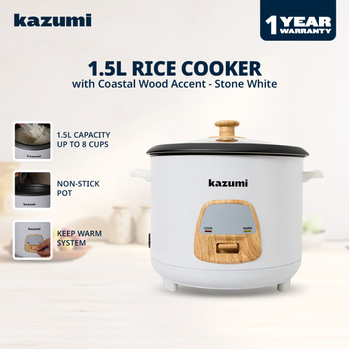 Kazumi KZ-RC115 1.5L Rice Cooker Non Stick 1000W Durable Stainless Steel Multi Function Cooker ...