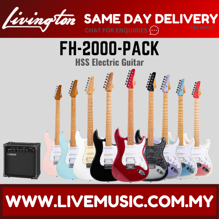Livingston FH-2000 Stratocaster HSS Electric Guitar w/GA15II Amplifier ...