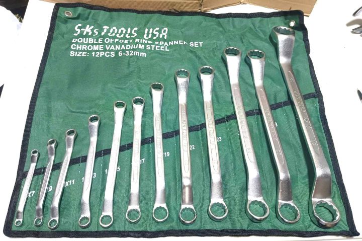 S-Ks TOOLS USA 12PCS DOUBLE OFFSET RING SPANNER SET BOX WRENCH SET 6-32MM | Lazada PH