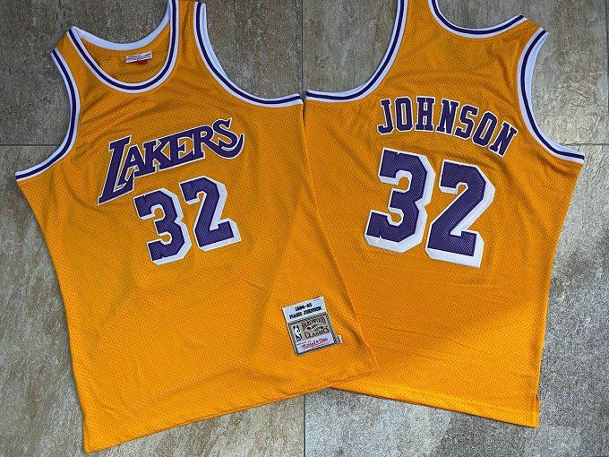 ผู้ชายขายร้อนLos Angeles Lakerss #32 Earvin Magic Johnson Mitchell ...