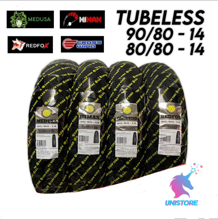 Leo Motorcycle Tubeless Tire Medusa/ Hi-Max/ Crosswind/ Red Fox (80/80 ...