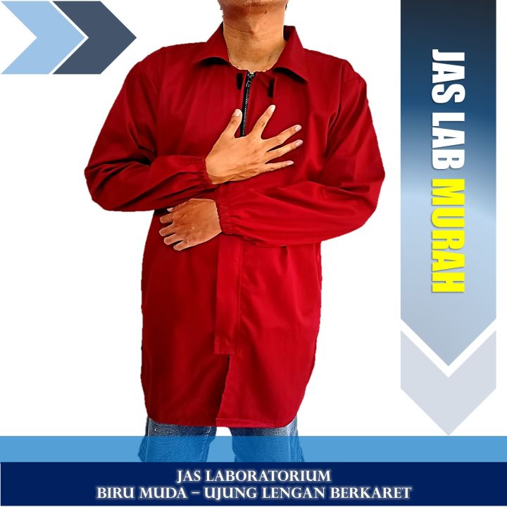 Jas Baju Lab Laboratorium Praktikum Lab Coat Lengan Panjang Merah ...