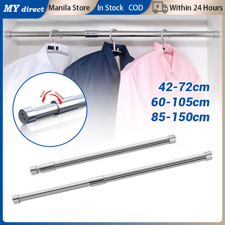 Stainless Steel Telescopic Clothing Rod Wardrobe Rod Retractable ...
