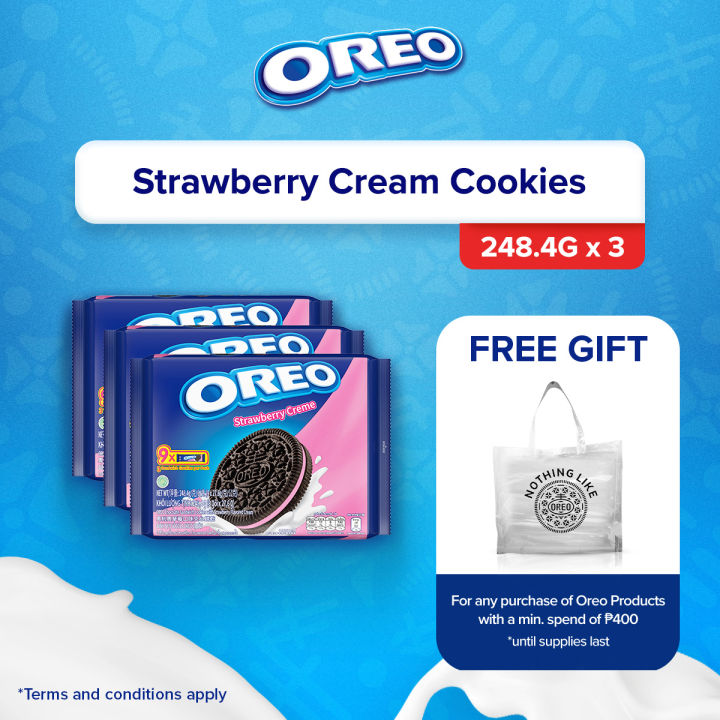 Oreo Multipack - Strawberry Flavor 248.4g Sandwich Cookie Snack with Rich Cream Filling (Set of ...