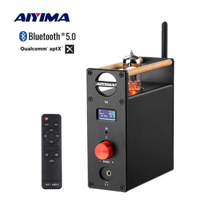 AIYIMA T8 6N3 Digital Tube Preamplifier Bluetooth 5.0 Hi-Fi Headphone Vacuum Tube Preamp for ...