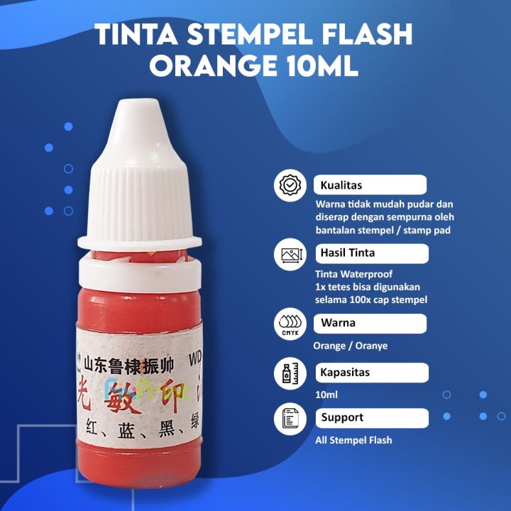 Tinta Stempel Flash Orange 10ml, Refill Stamp Ink Waterproof Orange 10 ...