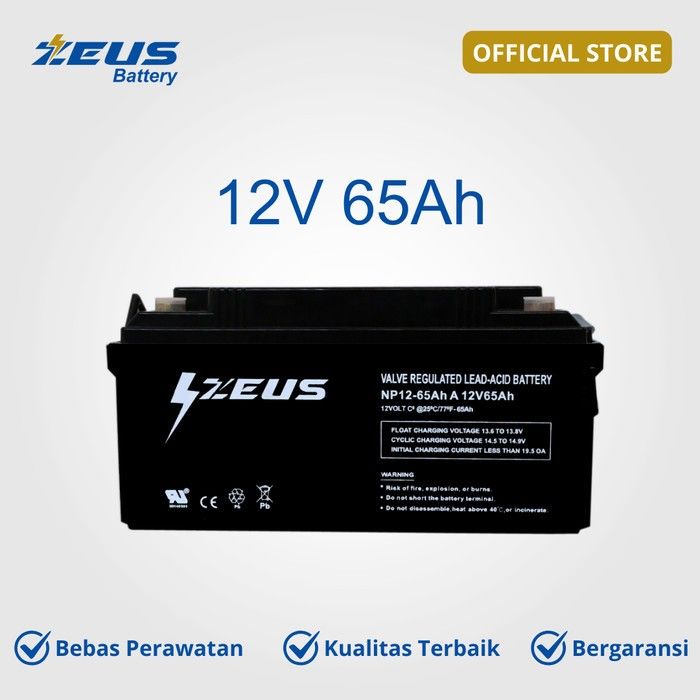 Aki VRLA Genset, Panel Surya 12v 65Ah Zeus Battery Aki Deep Cycle ...